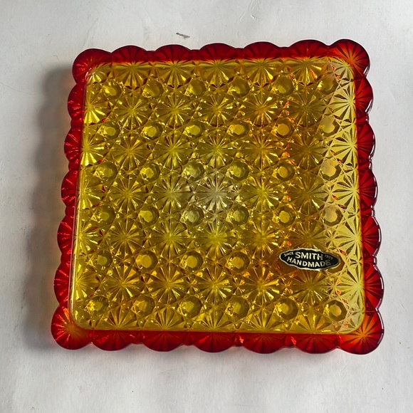 Smith Handmade | Kitchen | Vintage Smith Cut Glass Plate Dish Yellow ...